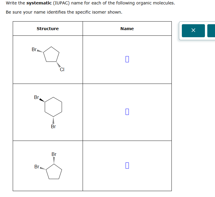Solved Write the systematic (IUPAC) ﻿name for each of the | Chegg.com