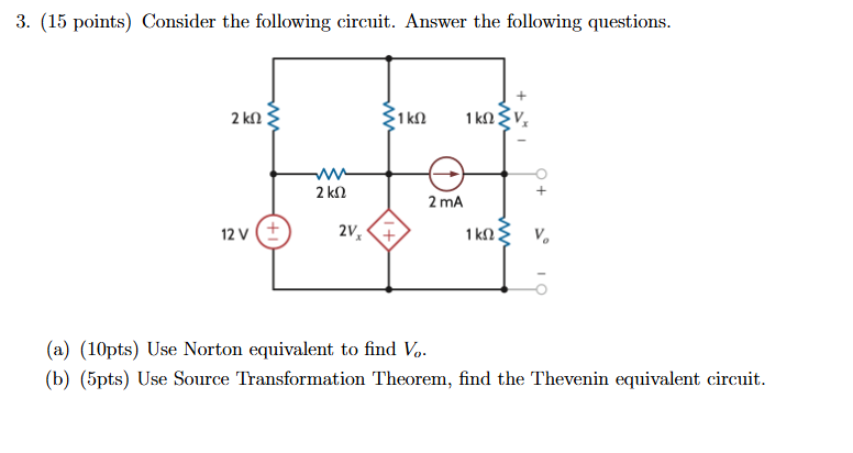 Solved 3. (15 ﻿points) ﻿Consider the following circuit. | Chegg.com