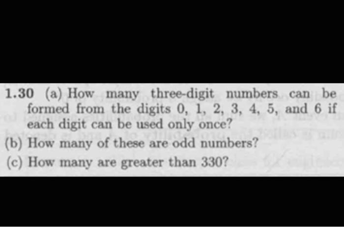 Solved 1.30 (a) How many three-digit numbers can be formed | Chegg.com