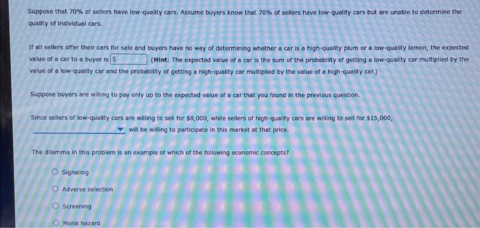 Solved Consider a market in which there are many potential | Chegg.com