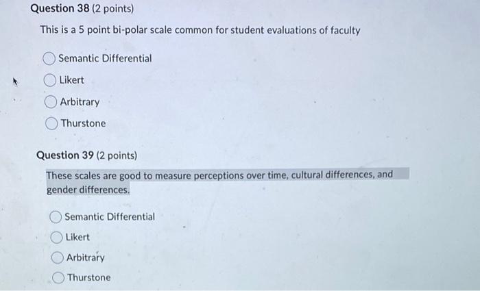 This is a 5 point bi-polar scale common for student | Chegg.com