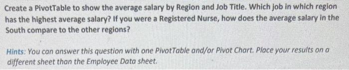 Solved Create a PivotTable to show the average salary by | Chegg.com
