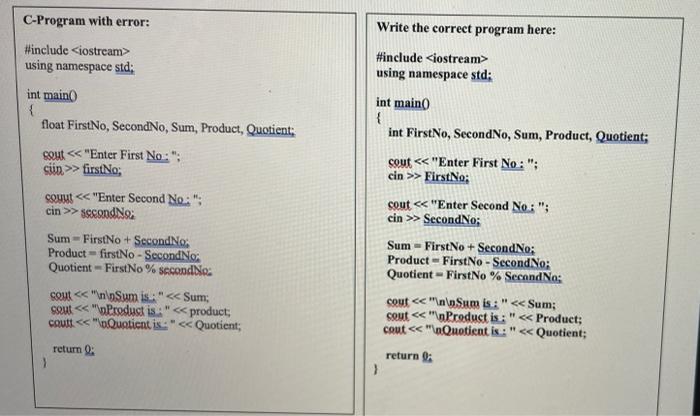 Solved Find Syntax Logic And Run Time Erros In The Three 