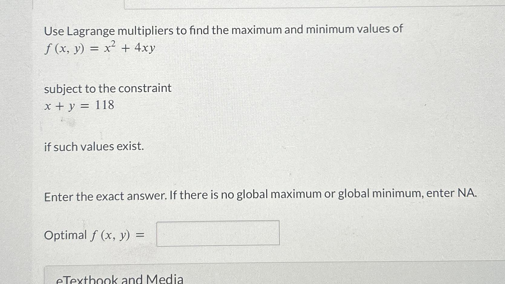 Solved Use Lagrange multipliers to find the maximum and | Chegg.com