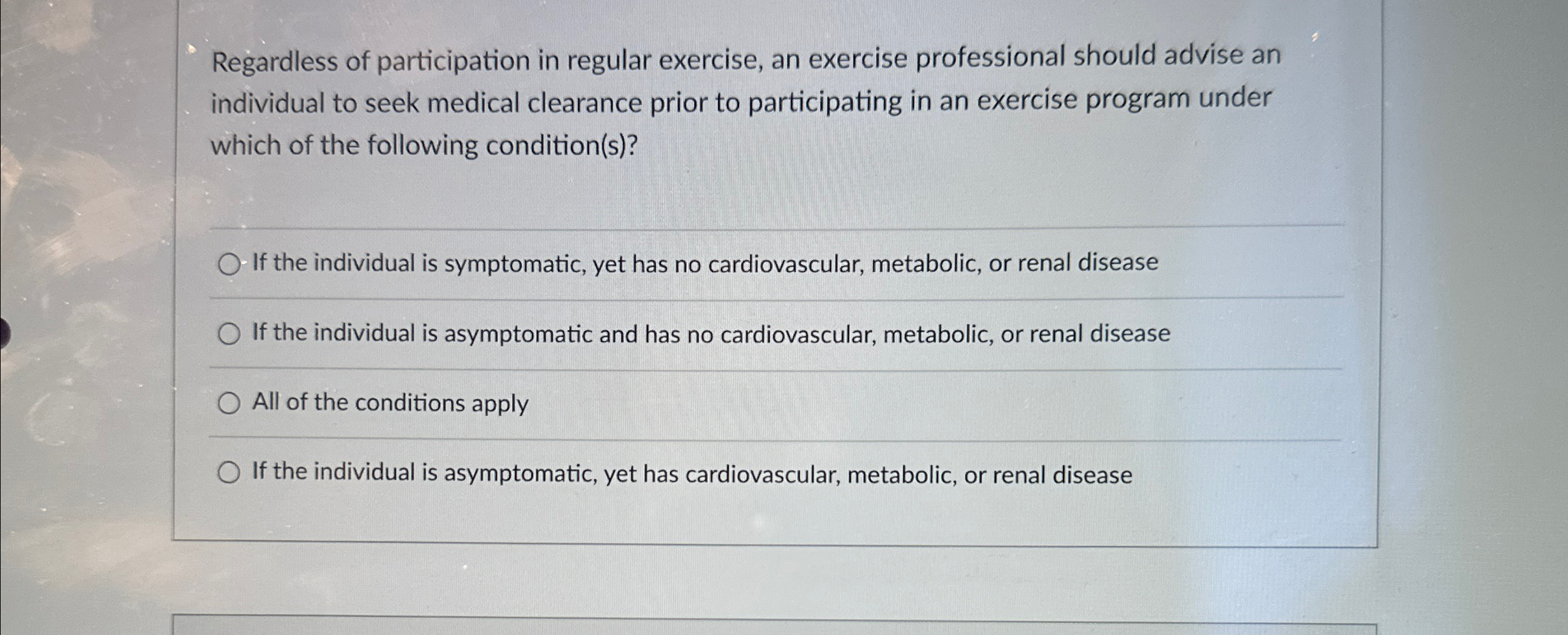 Solved Regardless of participation in regular exercise, an | Chegg.com