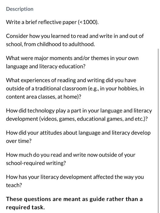 Solved Description Write a brief reflective paper