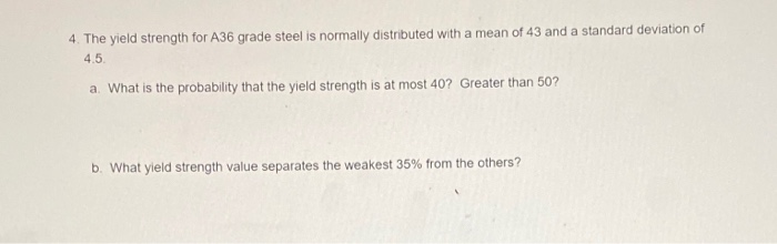Solved 4. The yield strength for A36 grade steel is normally | Chegg.com