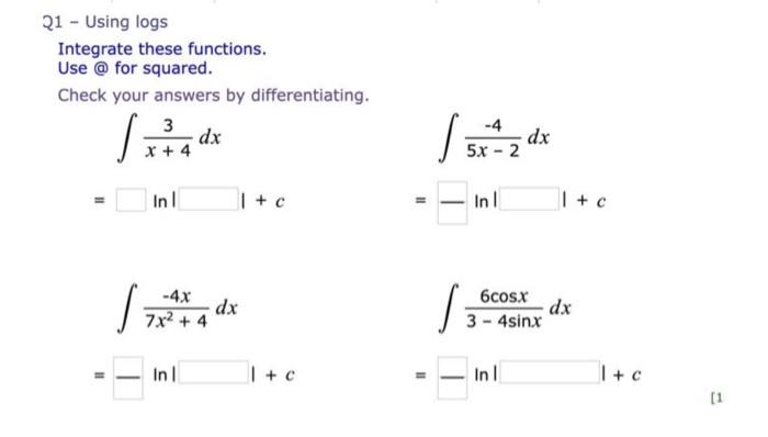 Solved २1 - Using logs Integrate these functions. Use @for | Chegg.com