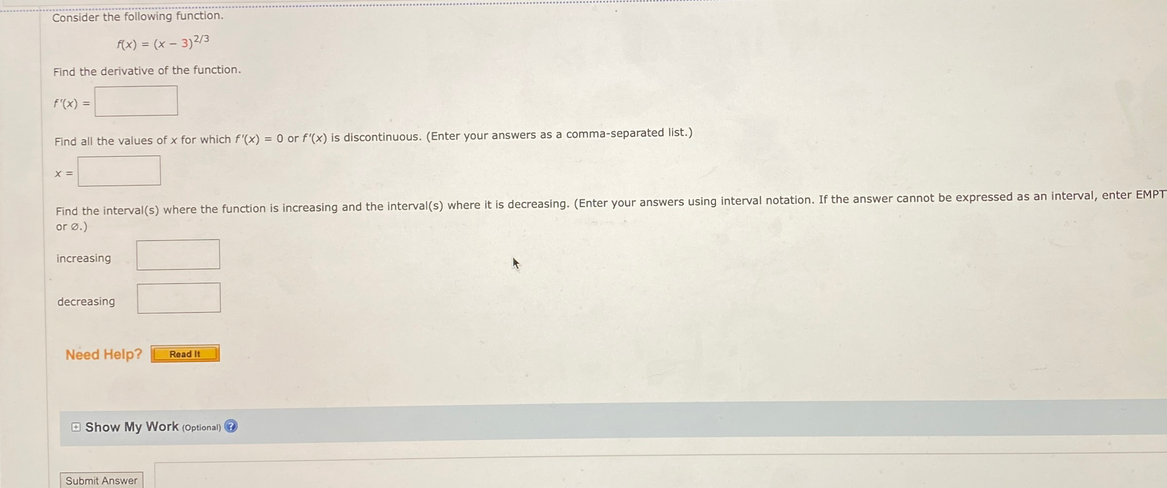 Solved Consider the following function.f(x)=(x-3)23Find the | Chegg.com