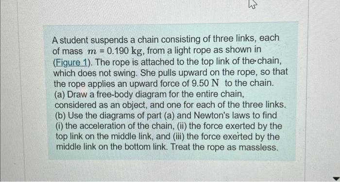 Solved A student suspends a chain consisting of three links, | Chegg.com