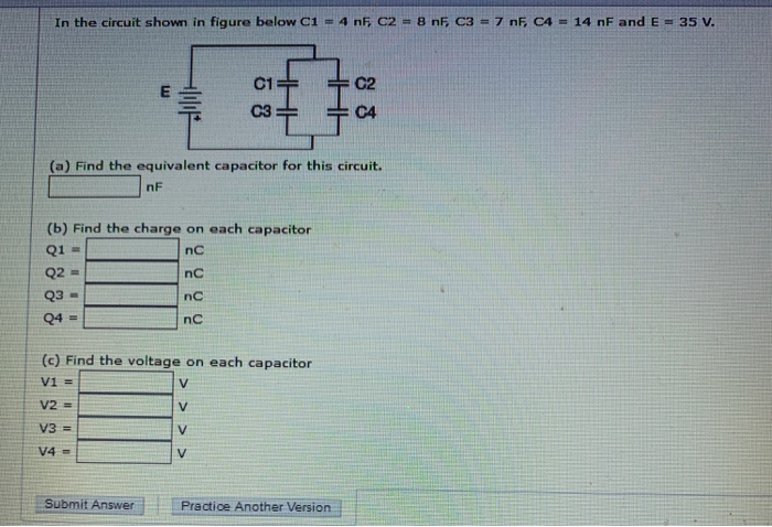 Solved In the circuit shown in figure below C1 = 4 nF, C2 = | Chegg.com