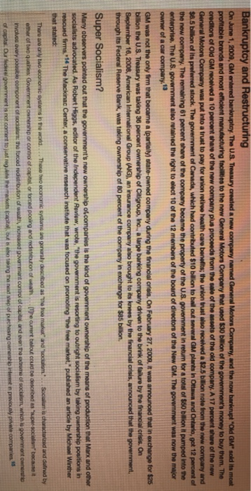 Case Study 3.1: The GM Bailout By mid-December 2008, | Chegg.com