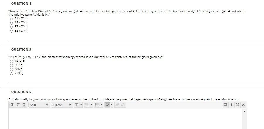 Solved QUESTION 4 "Given D2=19ap-6a2+9az nC/m- in region two | Chegg.com