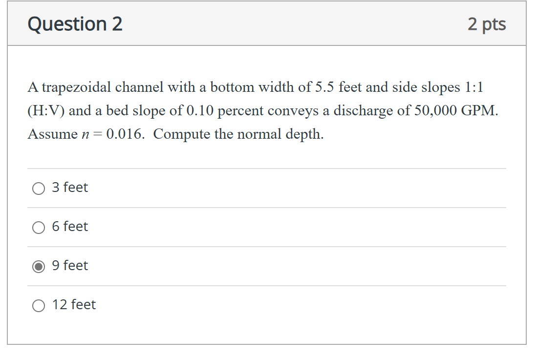Solved Question 2A trapezoidal channel with a bottom width | Chegg.com