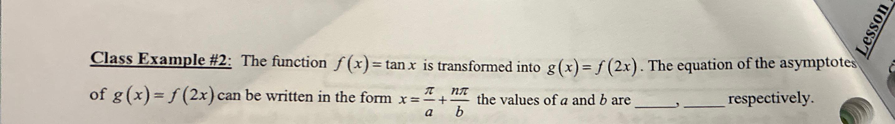 Solved Class Example #2: The function f(x)=tanx ﻿is | Chegg.com