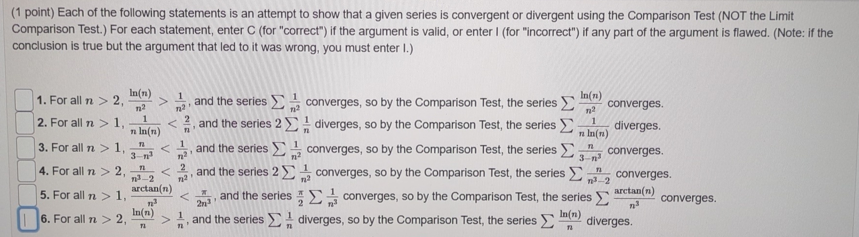 Solved (1 ﻿point) ﻿Each of the following statements is an | Chegg.com