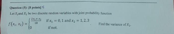 Solved Let X1 and X2 be two discrete random variables with | Chegg.com