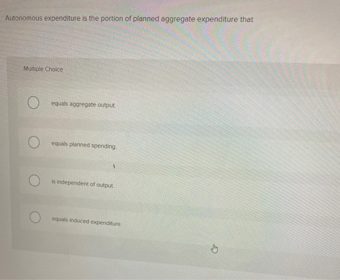 Solved Autonomous Expenditure Is The Portion Of Planned Chegg solved-autonomous-expenditure-is-the-portion-of-planned-chegg