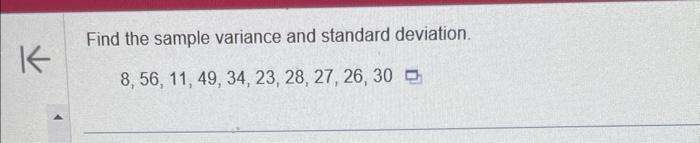 Solved Find the sample variance and standard deviation. | Chegg.com