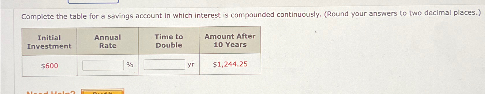 Solved Complete the table for a savings account in which | Chegg.com
