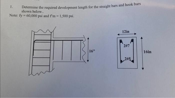 Solved 1. Determine the required development length for the | Chegg.com