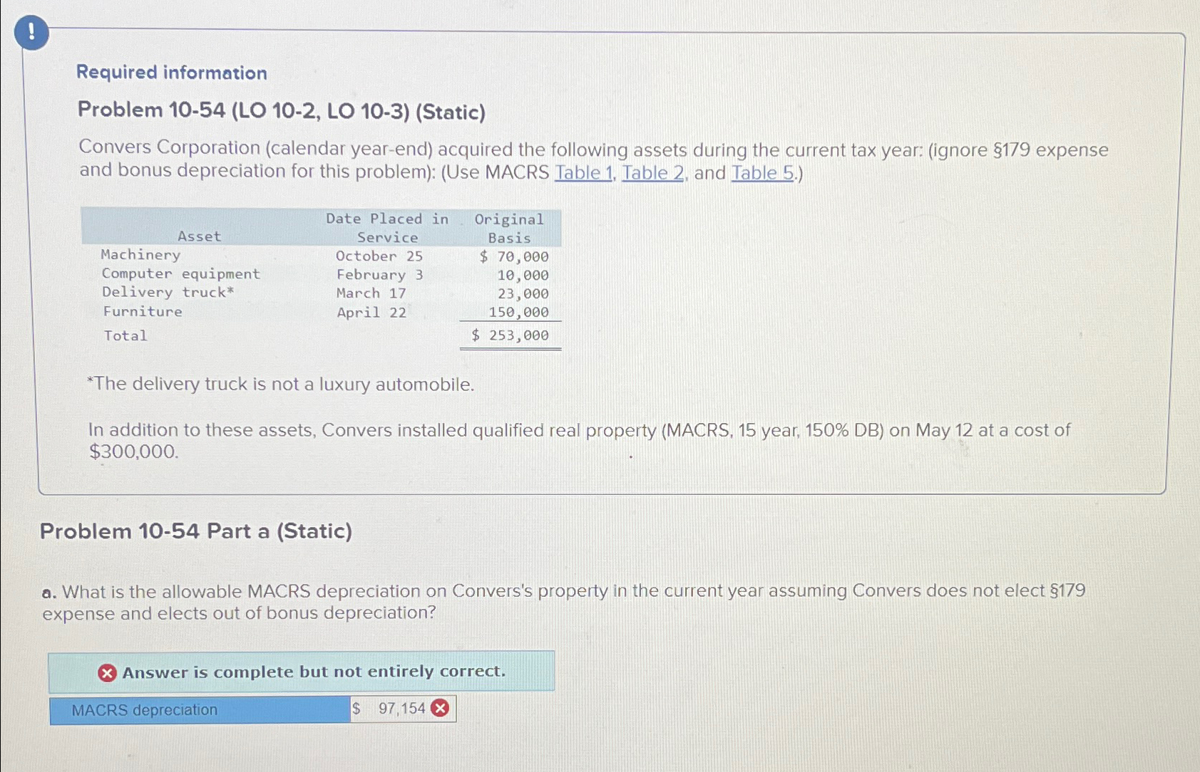 Solved Required informationProblem 10-54 (LO 10-2, ﻿LO | Chegg.com