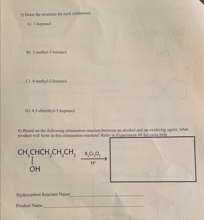 Solved 5) Draw the structure for each compound. A) | Chegg.com
