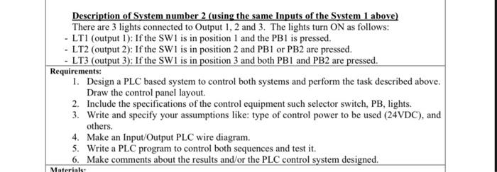 Solved Description of System number 2 (using the same Inputs | Chegg.com