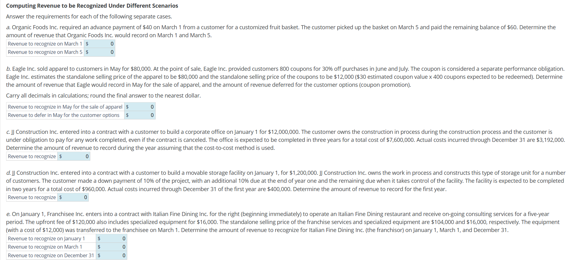 Computing Revenue to be Recognized Under Different | Chegg.com