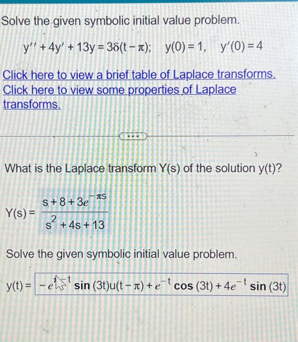 Solved Solve the given symbolic initial value problem. | Chegg.com