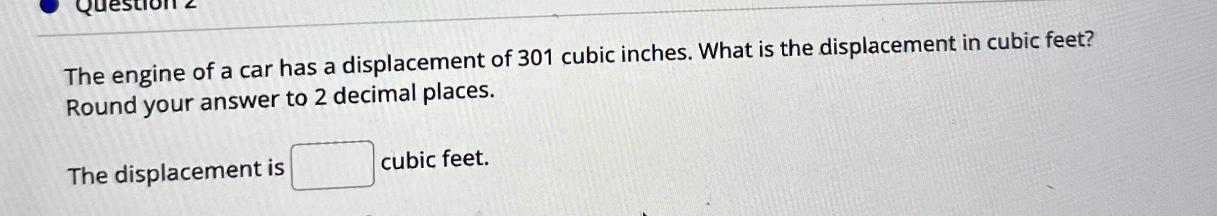 Solved The engine of a car has a displacement of 301 ﻿cubic | Chegg.com