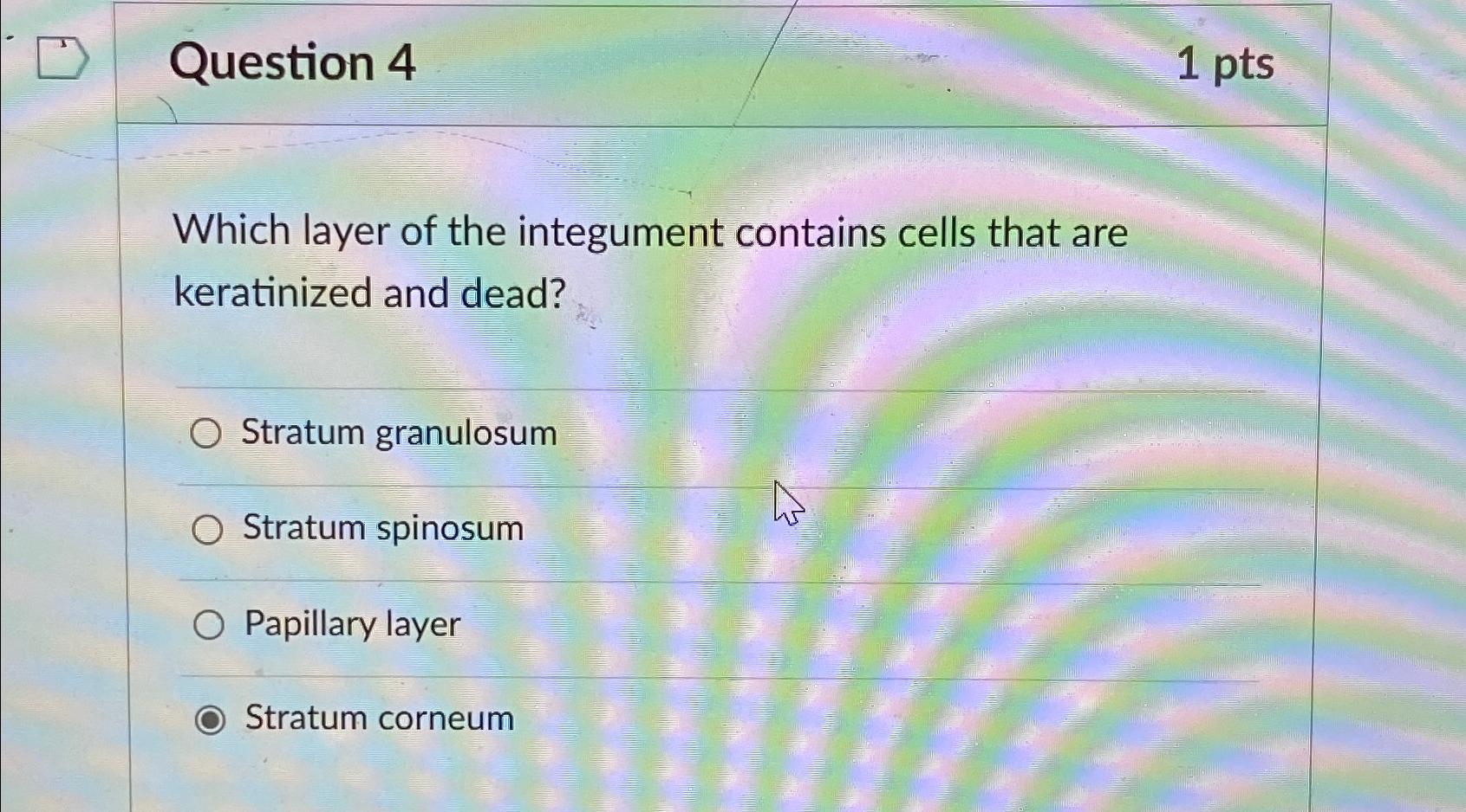 Solved Question 41 ﻿ptsWhich layer of the integument | Chegg.com