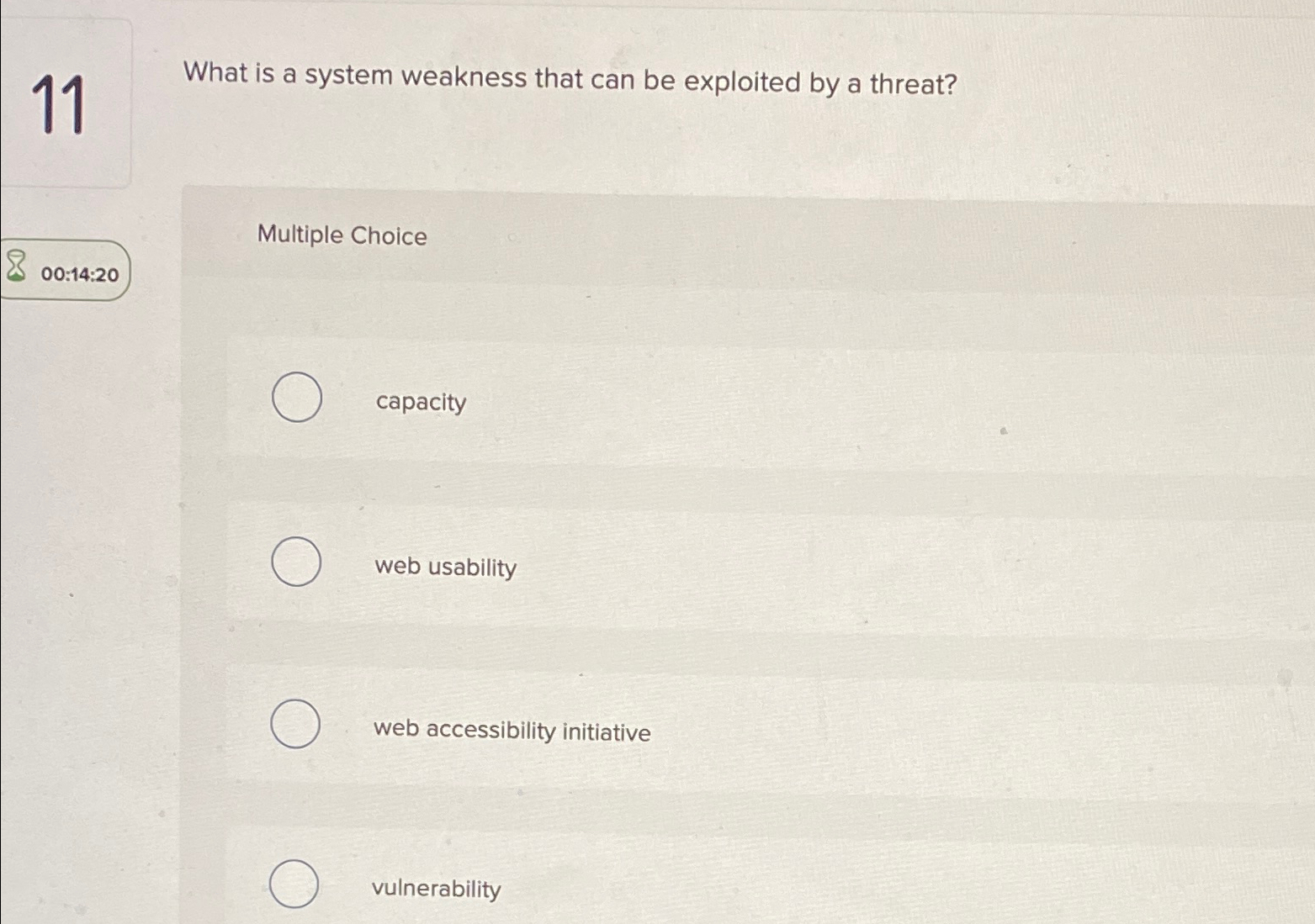 Solved 11What is a system weakness that can be exploited by | Chegg.com