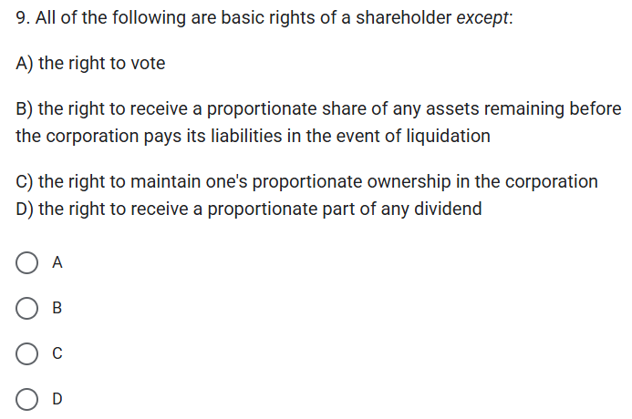 Solved 9. ﻿All of the following are basic rights of a | Chegg.com