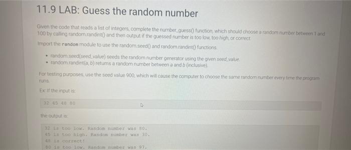 119 Lab Guess The Random Number Given The Code That 1359