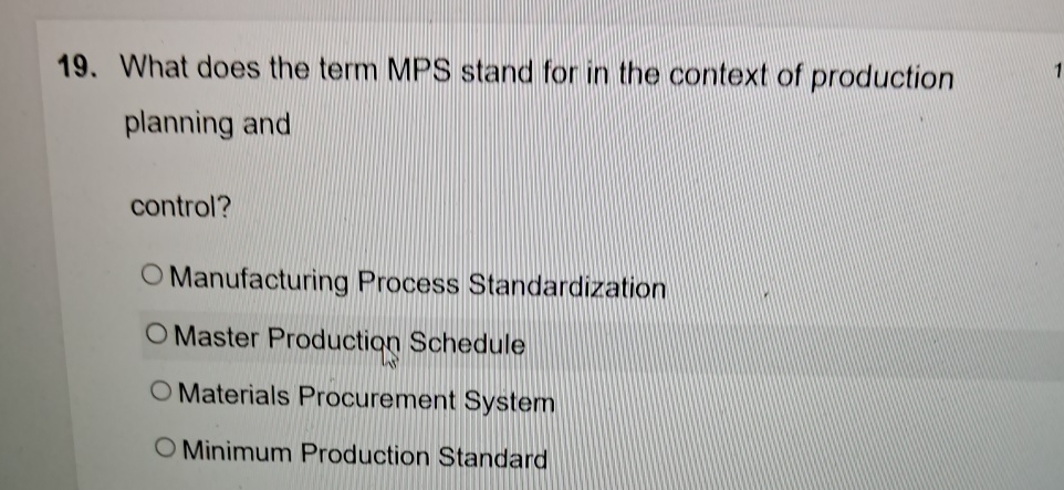 Solved What does the term MPS stand for in the context of | Chegg.com