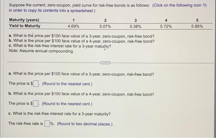Solved Suppose the current, zero-coupon, yield curve for | Chegg.com