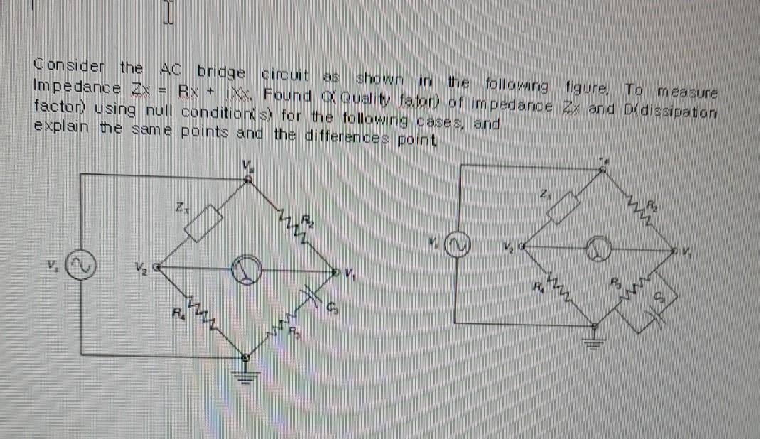 Solved 1 Consider the AC bridge circuit as shown in the | Chegg.com