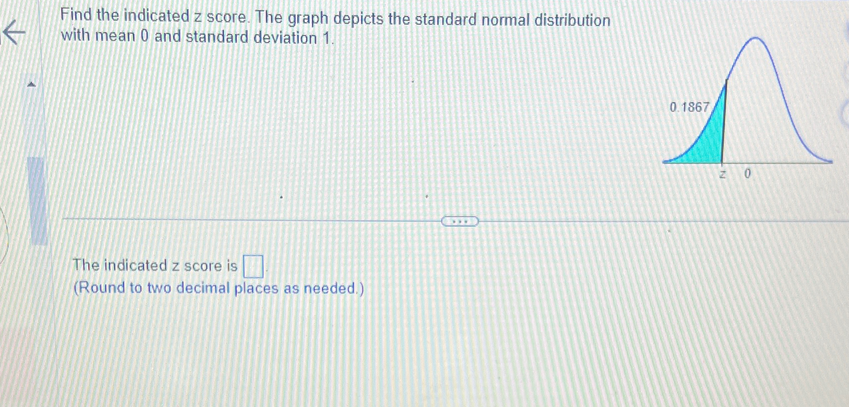 Solved Find the indicated z ﻿score. The graph depicts the | Chegg.com
