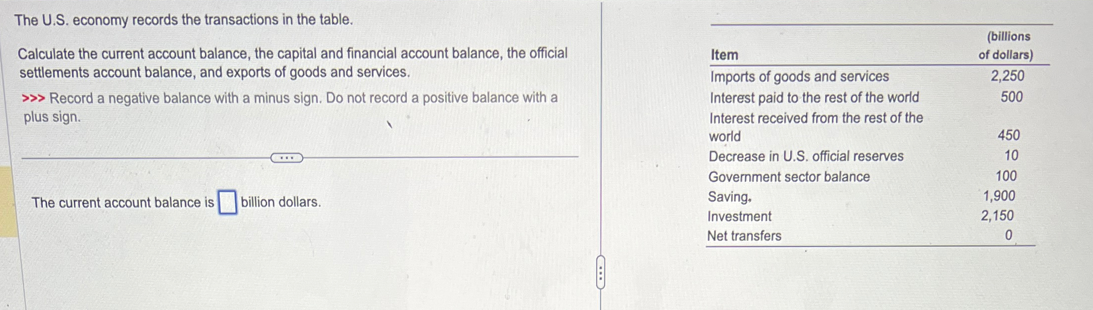 Solved The U.S. ﻿economy records the transactions in the | Chegg.com