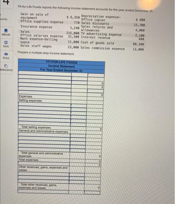 Solved Fit-for-Life Foods reports the following income | Chegg.com