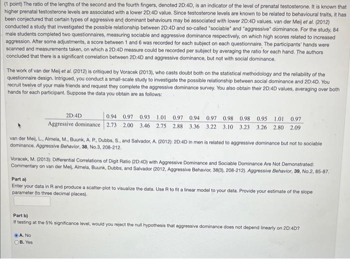 Solved (1 point) The ratio of the lengths of the second and | Chegg.com