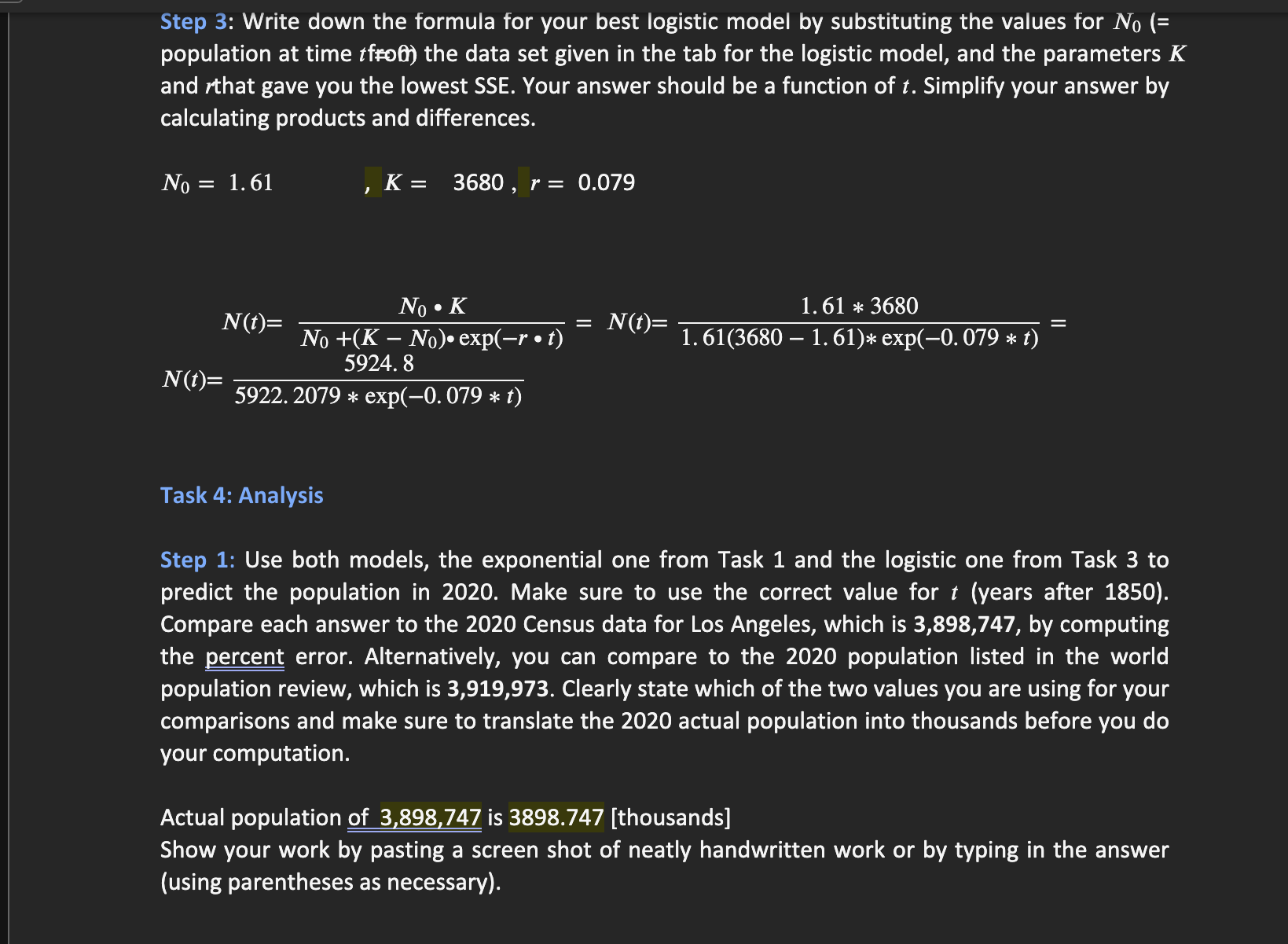 Solved Step 3: Write down the formula for your best logistic | Chegg.com