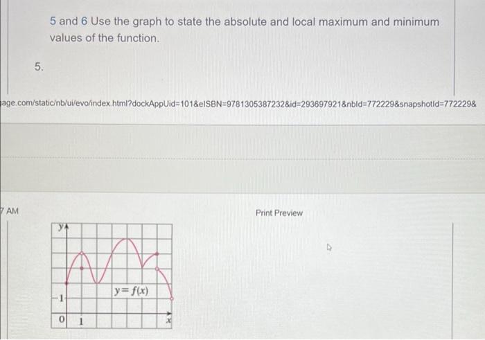 5 and 6 Use the graph to state the absolute and local | Chegg.com