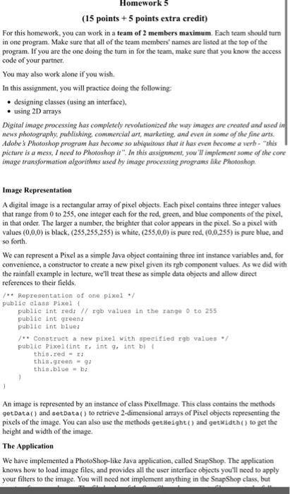 Solved Homework 5 (15 points + 5 points extra credit) For | Chegg.com