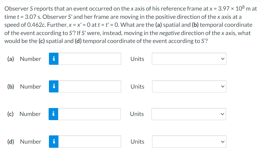 Solved Observer S ﻿reports that an event occurred on the x | Chegg.com