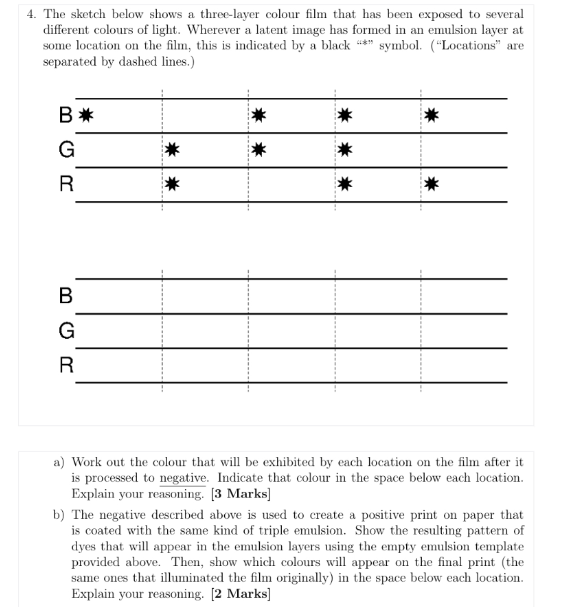 Solved The sketch below shows a three-layer colour film that | Chegg.com