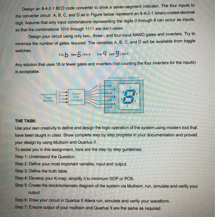 Design An 8 4 2 1 BCD Code Converter To Drive A Chegg Design An 8 4 2 1 BCD Code Converter To Drive A Chegg