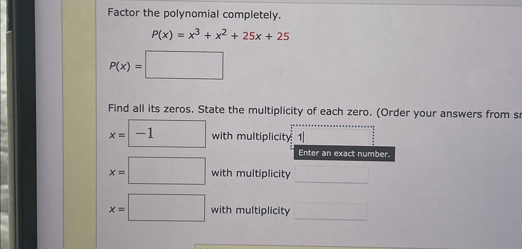 Solved Factor the polynomial | Chegg.com