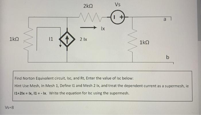 Solved Find Norton Equivalent circuit, Isc, and Rt, Enter | Chegg.com